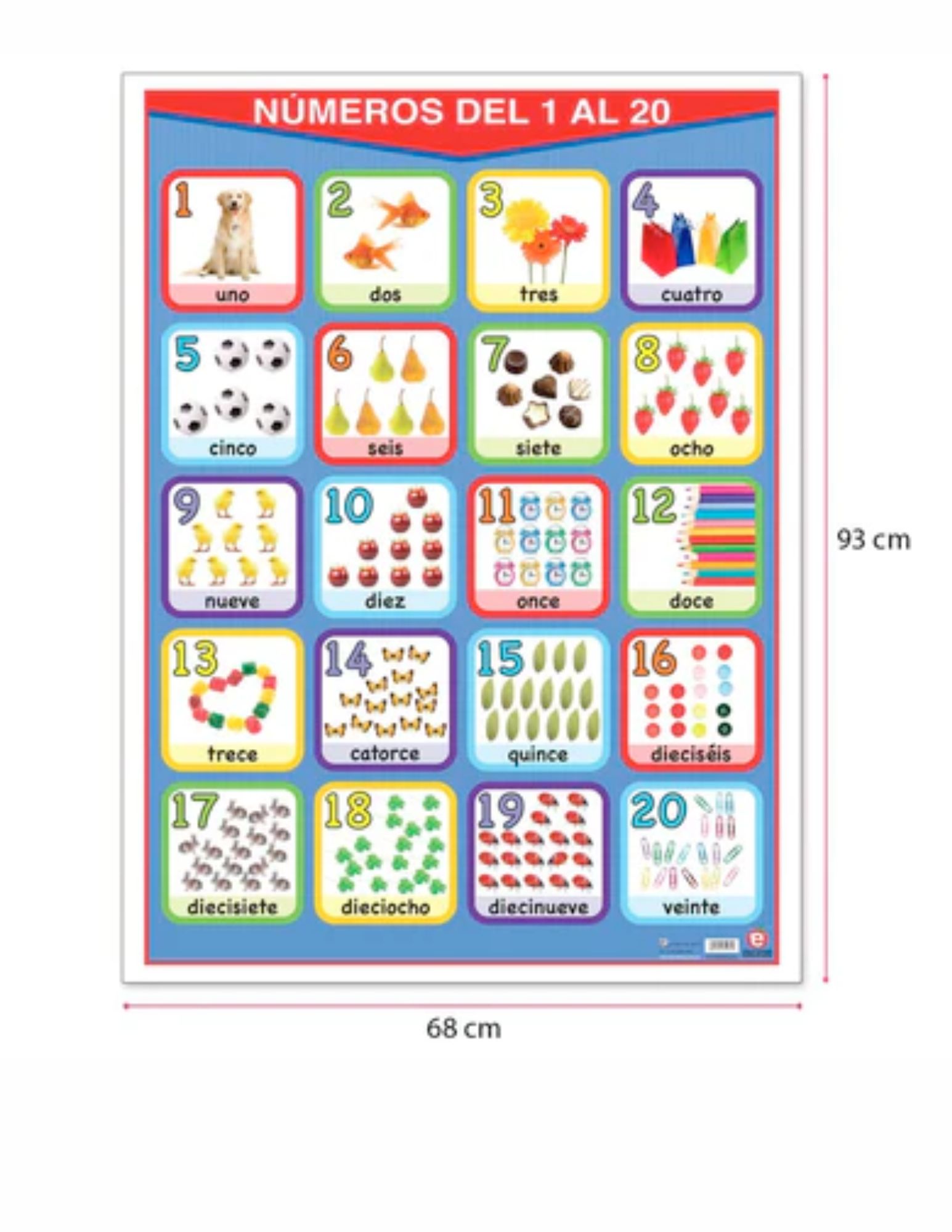 Póster Números del 1 al 20 Español/Inglés